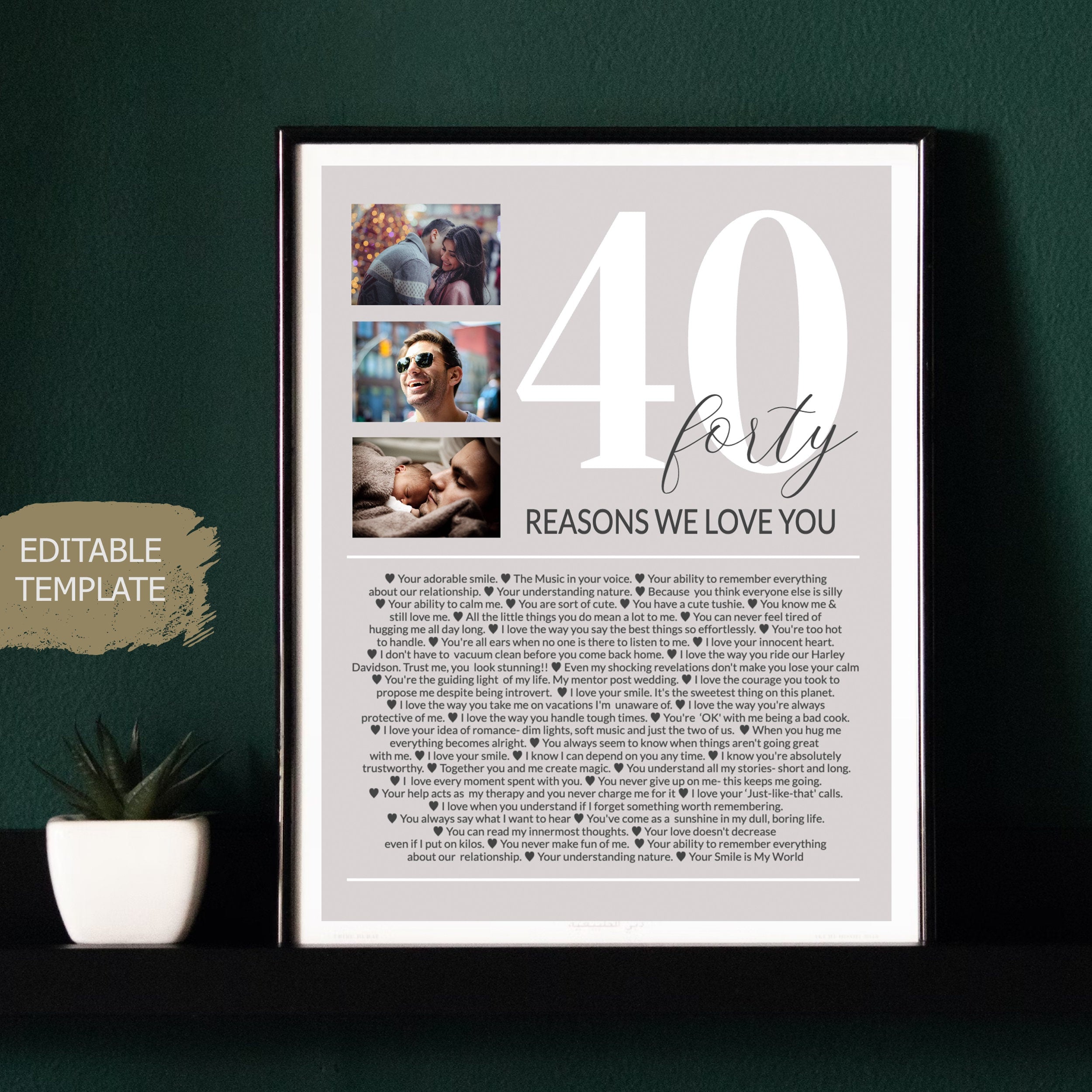 40 Reasons We Love You Photo Collage, 40 Things We Love About You ...