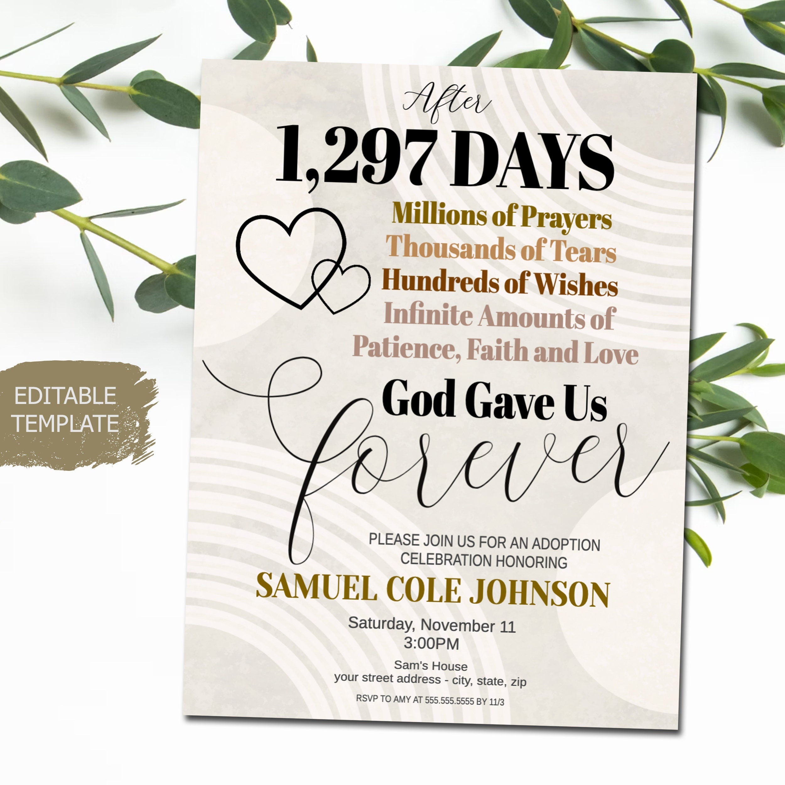 God Gave Us Forever Adoption Invite, Modern Religious Invite — TidyLady ...