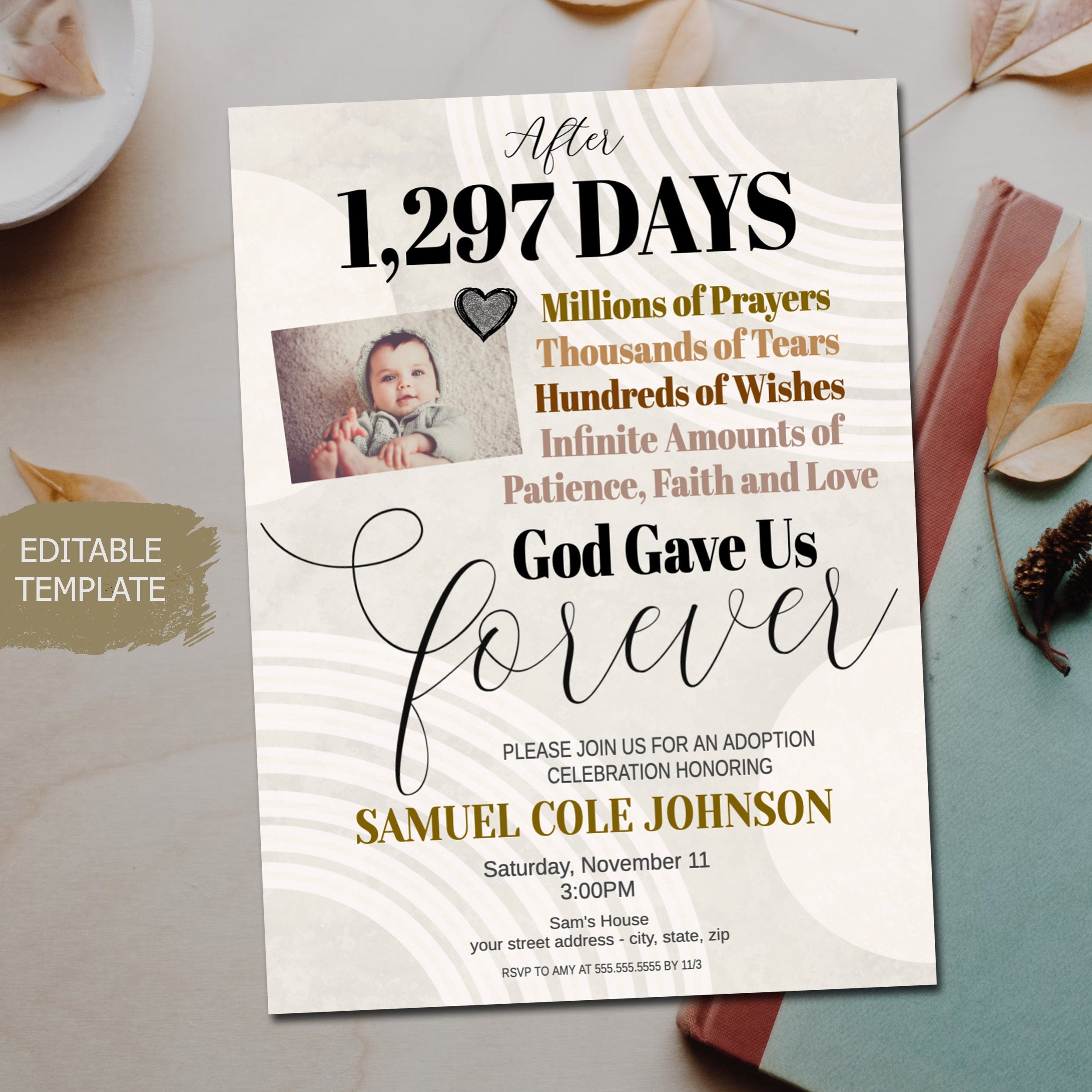 God Gave Us Forever Adoption Invite, Religious Adoption Party ...