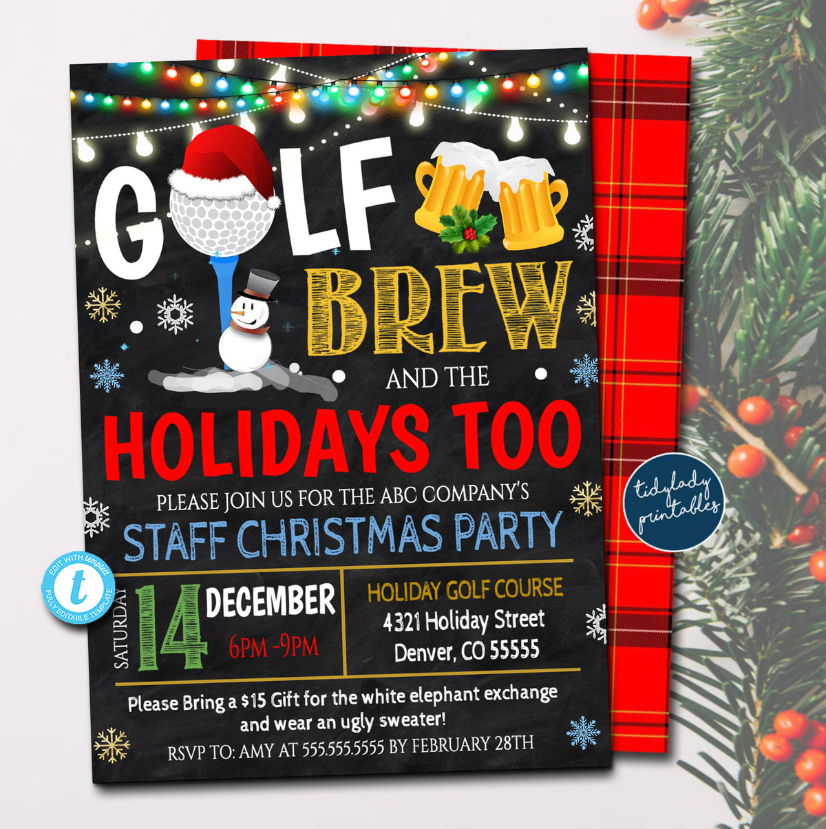Holiday Golfing Party Invitation | TidyLady Printables