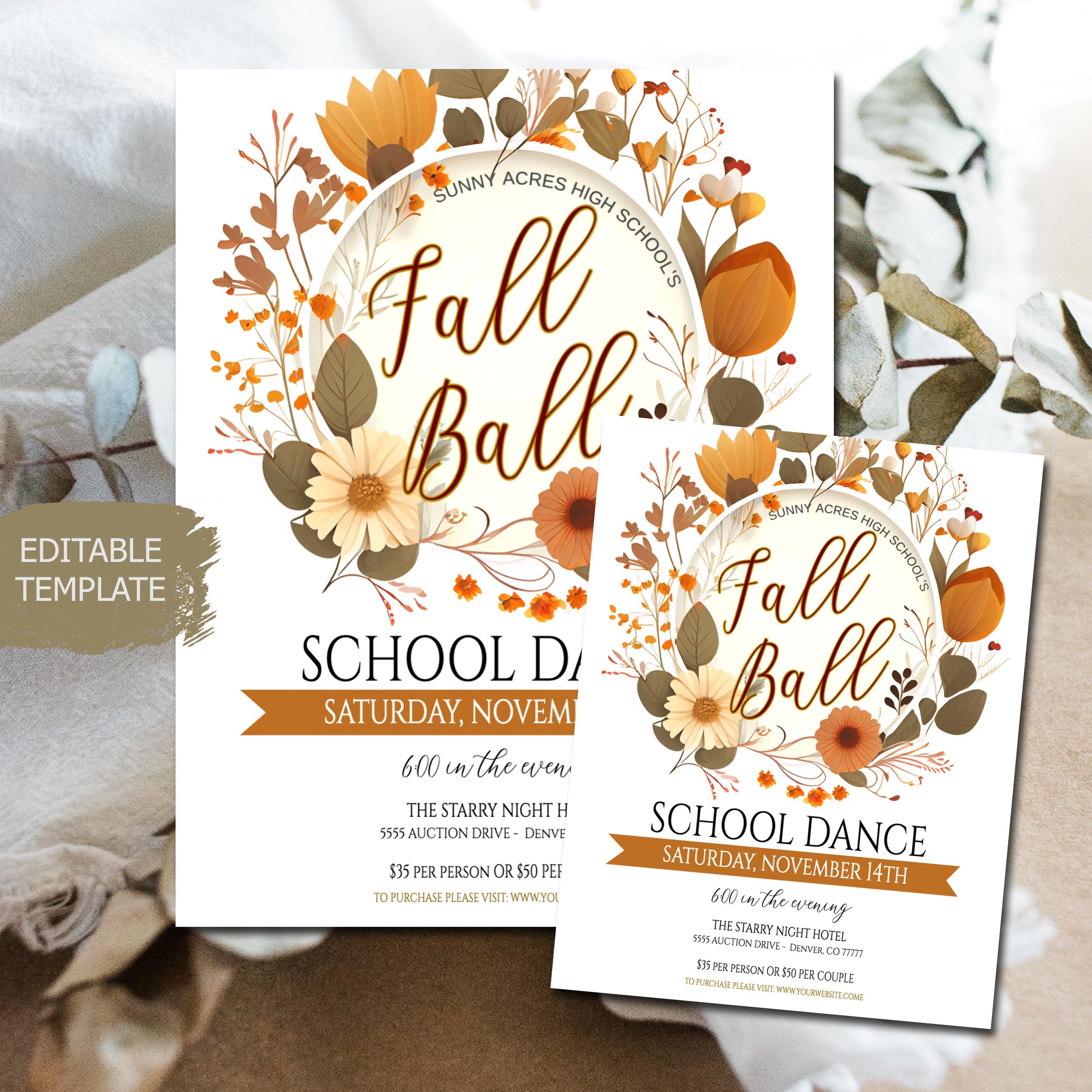 Fall Ball Dance Theme Set High School Formal, Autumn Gala Event ...