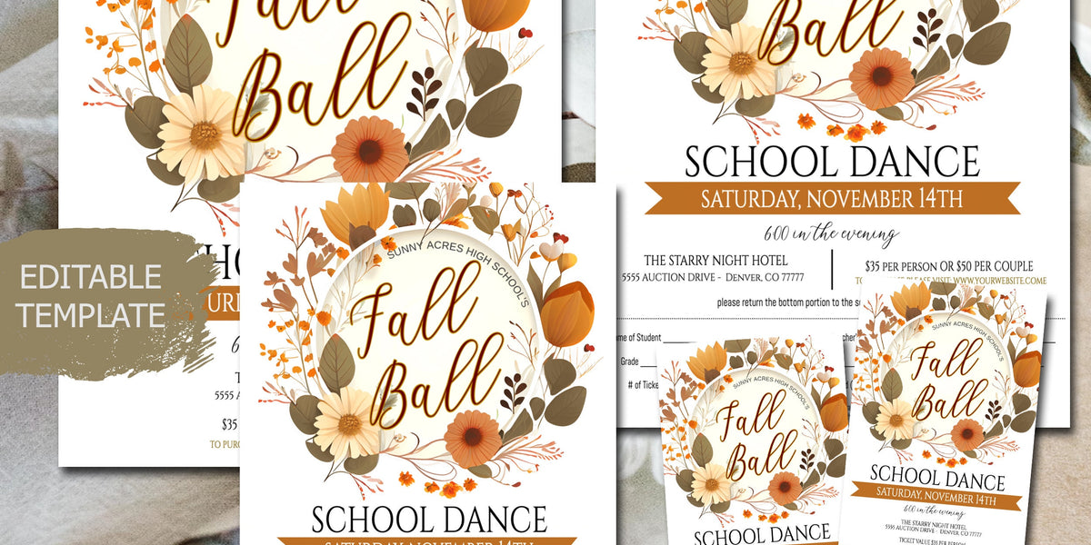 Fall Ball Dance Theme Set High School Formal, Autumn Gala Event ...
