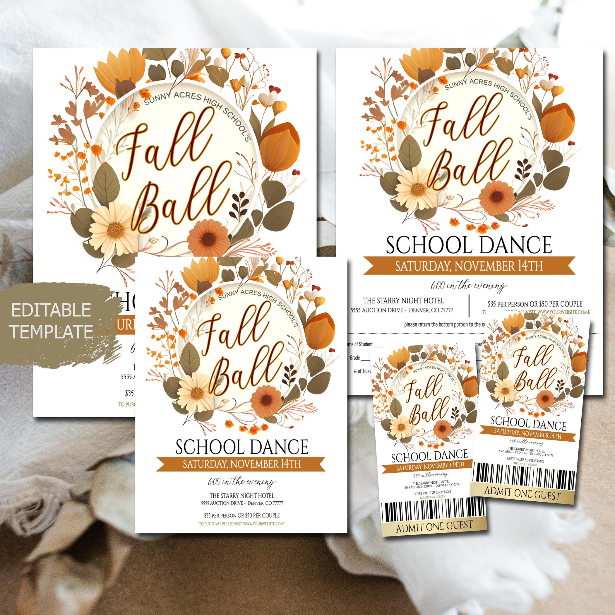 Fall Ball Dance Theme Set High School Formal, Autumn Gala Event ...