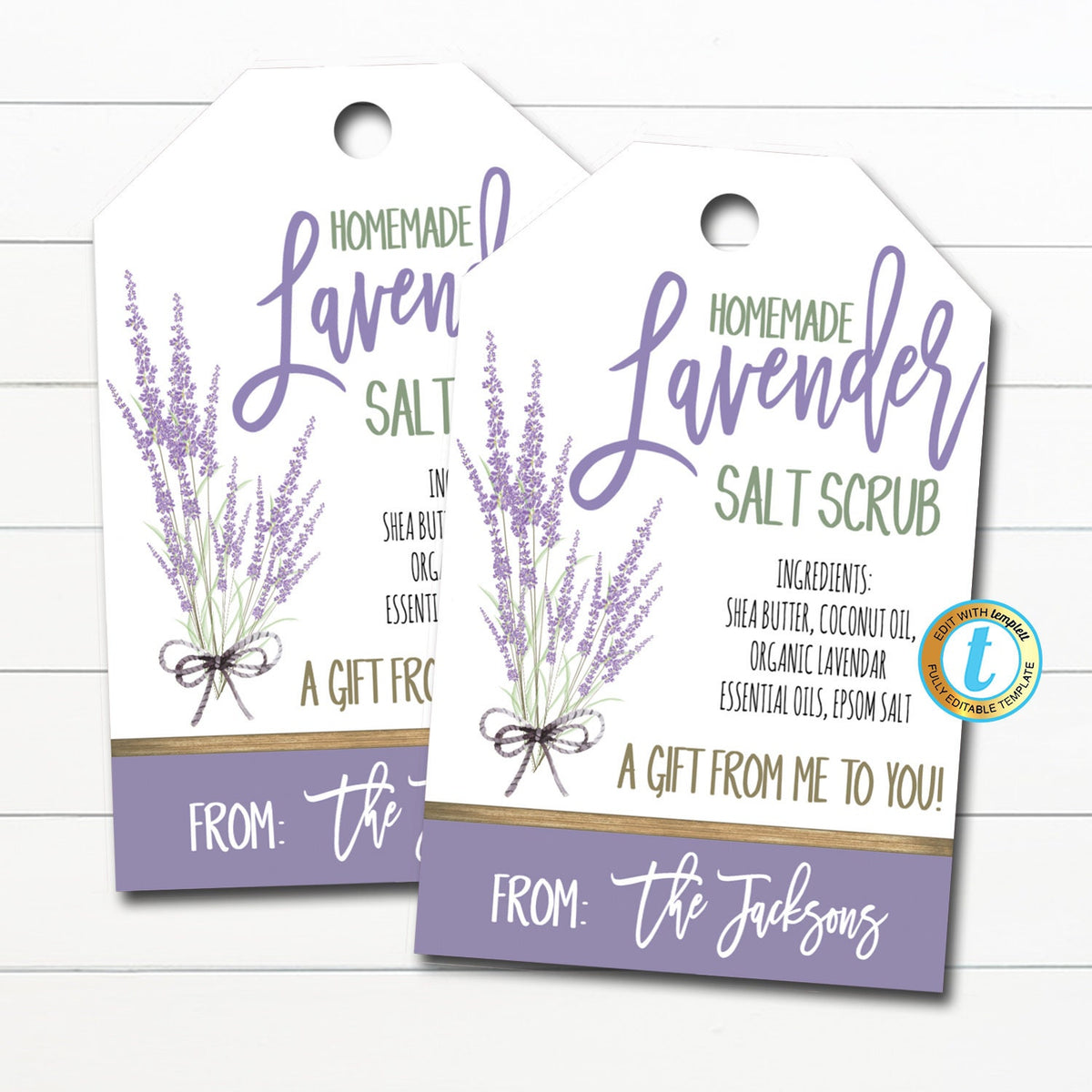 Lavender Salt Scrub Gift Tag, Homemade Spa Pedicure Bath Tag — TidyLady ...