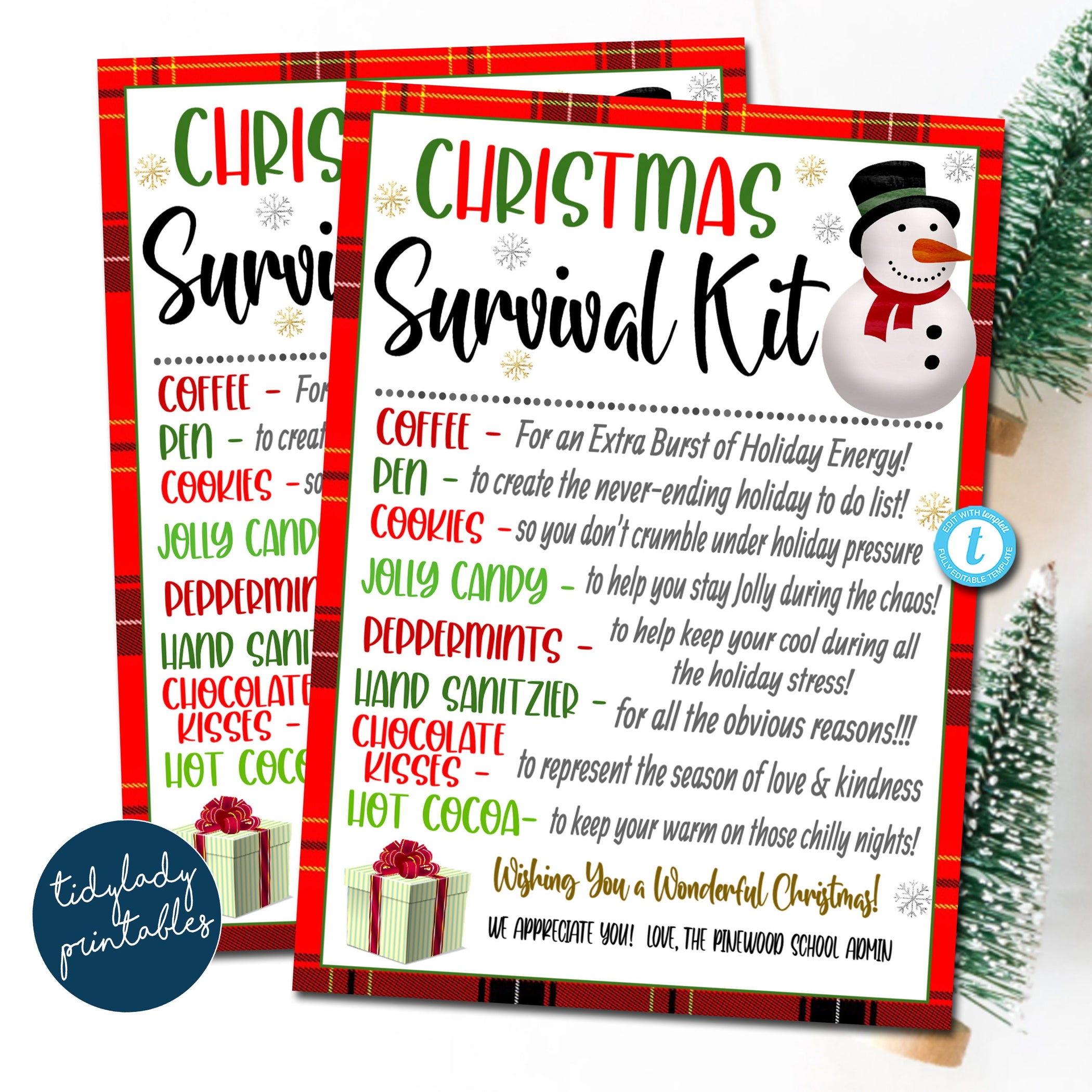 Christmas Survival Kit Tag | TidyLady Printables