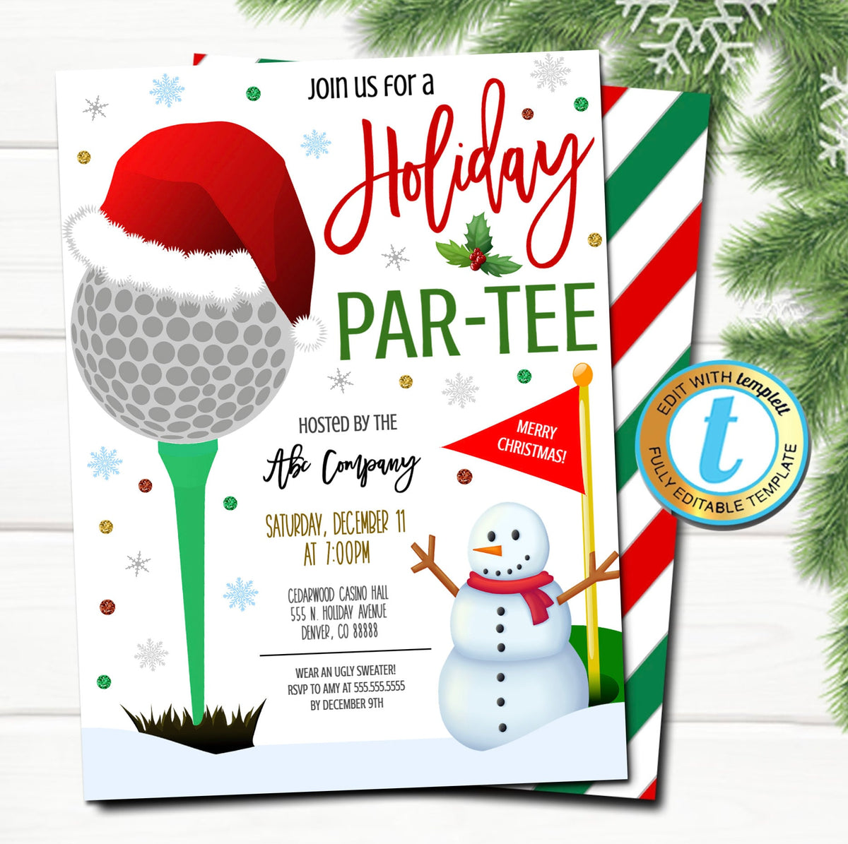 Christmas Golf Party Invitation, Christmas Cocktail Party — TidyLady ...