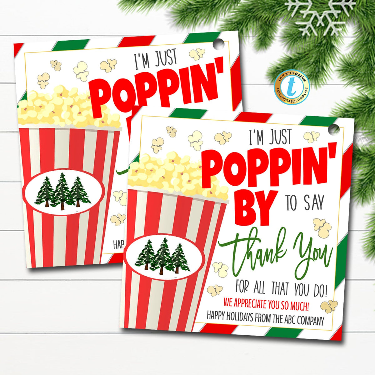 Christmas Appreciation Popcorn Gift Tag | Poppin By to say Thank You ...