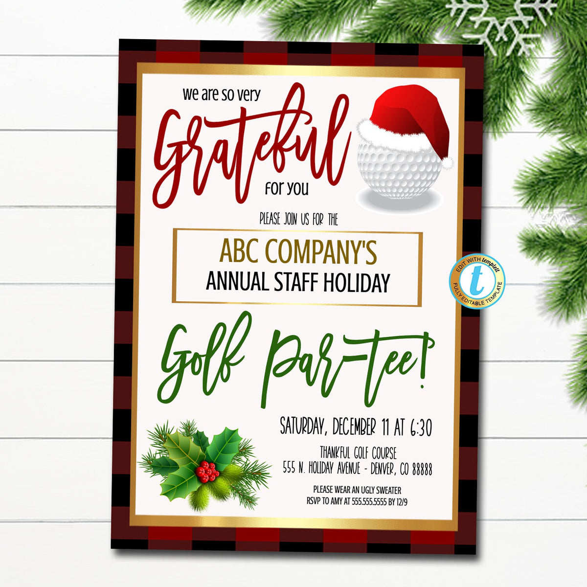 Holiday Golfing Party Invitation | Corporate Golf Event — TidyLady ...