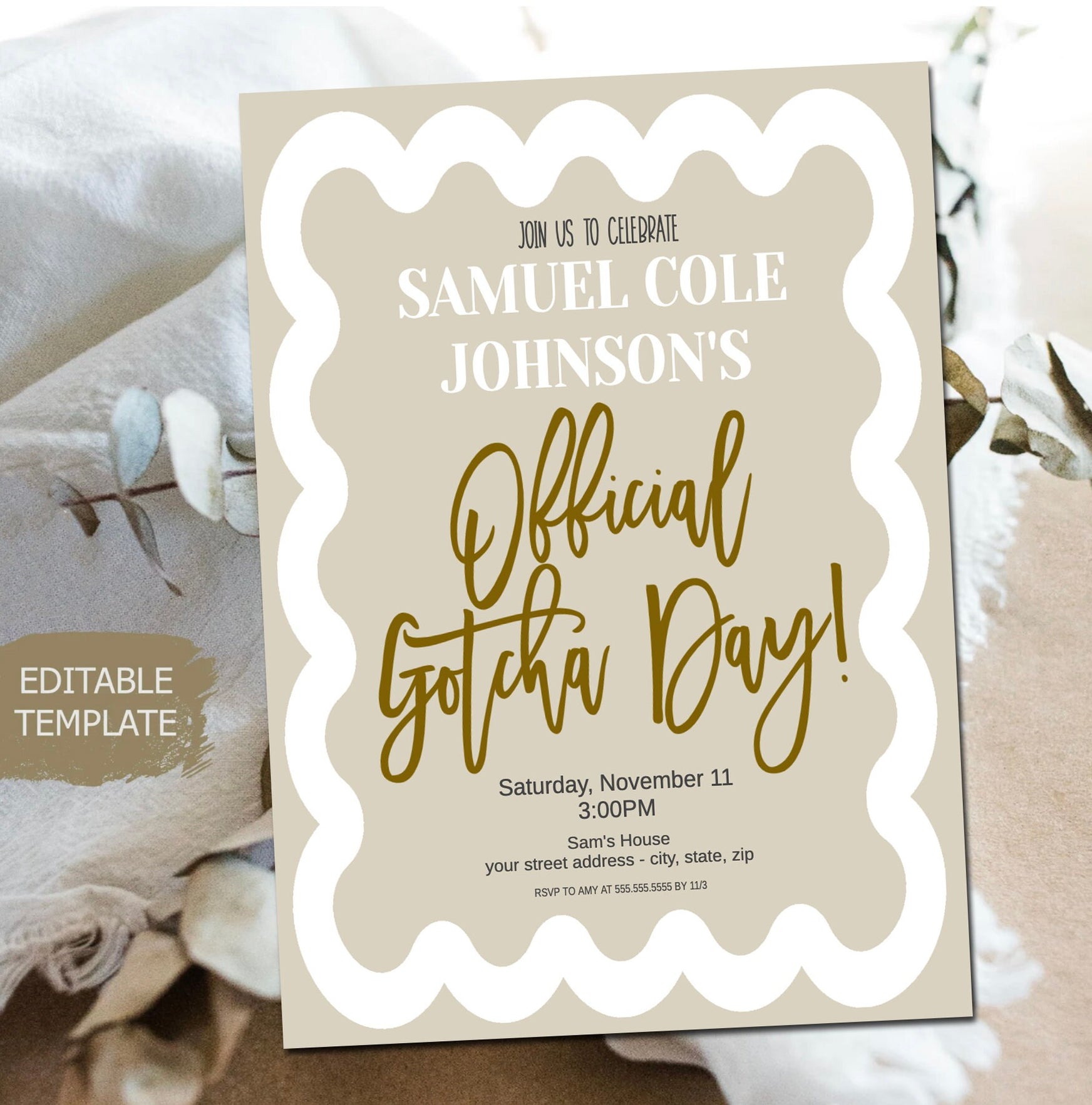 Gotcha Day Adoption Invite, Boho Modern Adoption Celebration — TidyLady ...