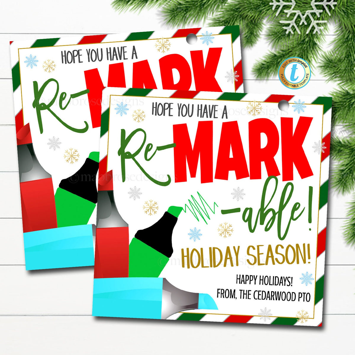 Christmas Marker Gift Tags, Teacher Appreciation Holiday Tag — TidyLady ...