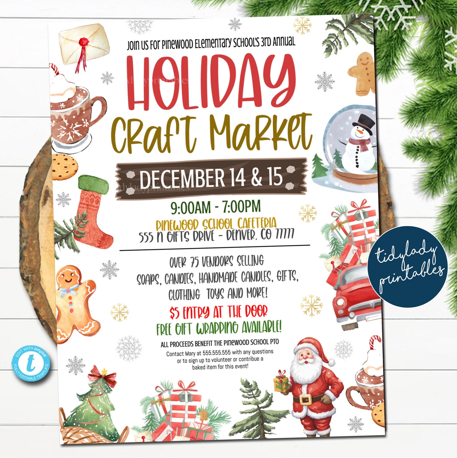 Editable Holiday Market Flyer | Christmas Craft Show — TidyLady Printables