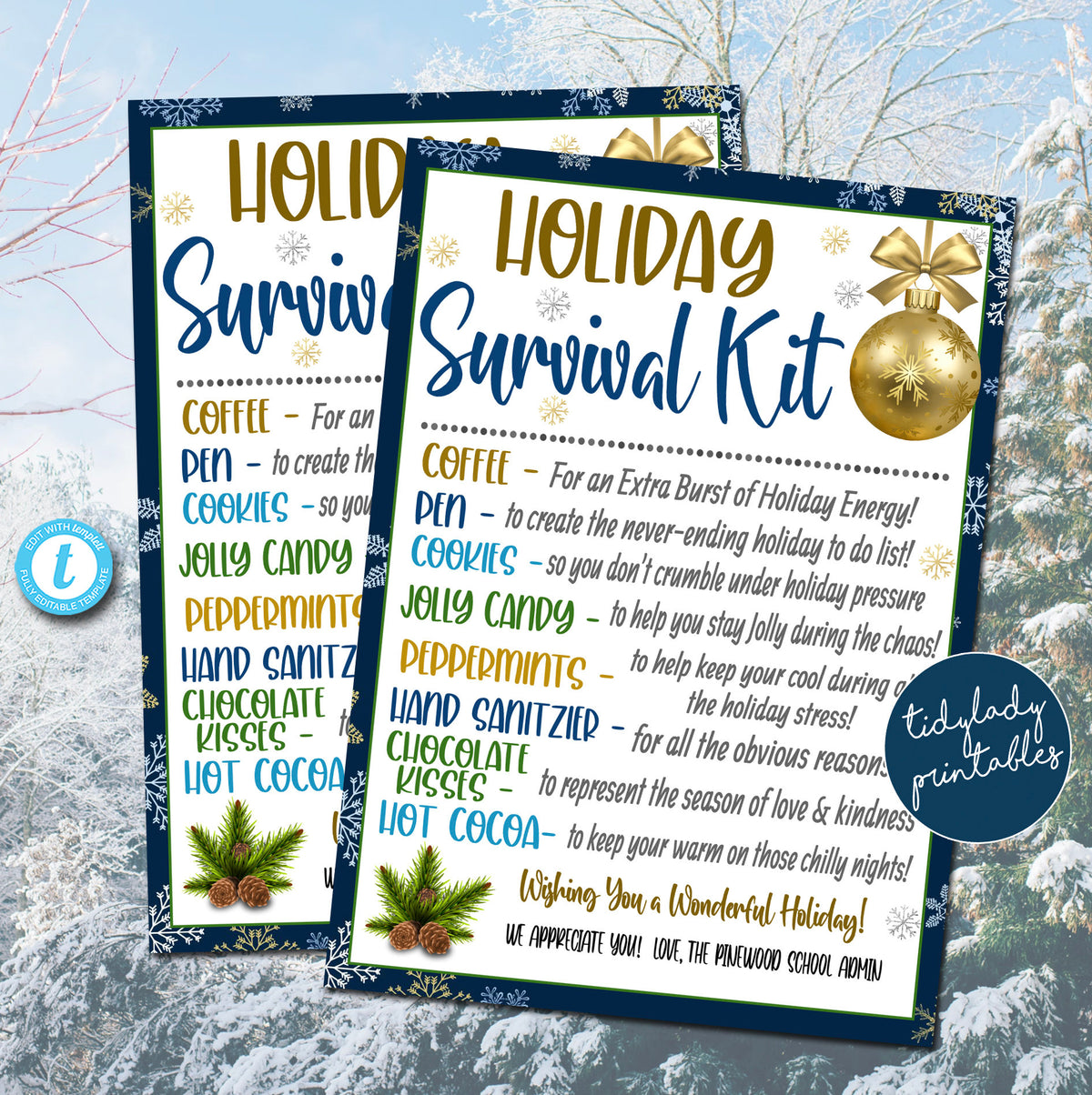 Holiday Survival Kit Printable Tag | TidyLady Printables