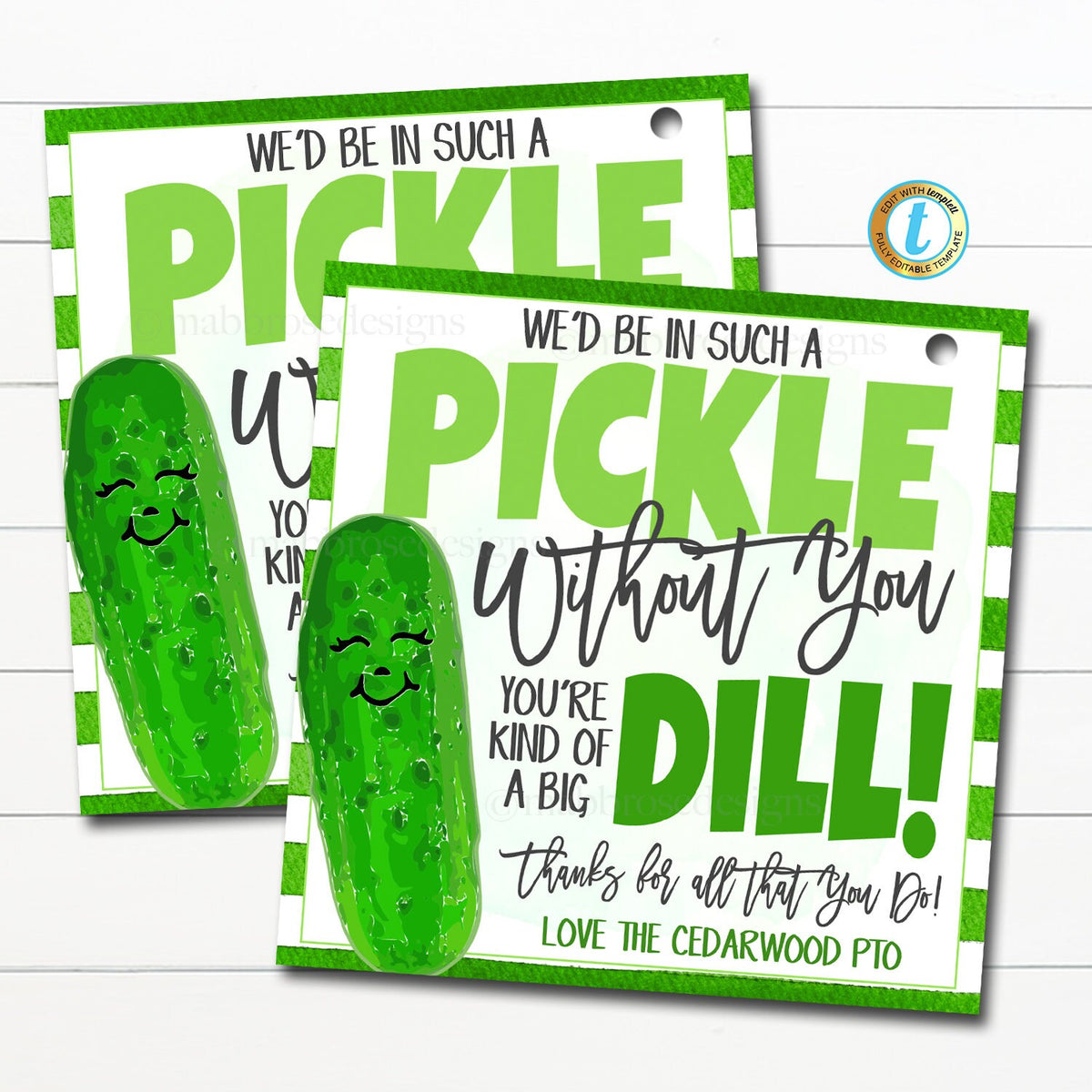 Pickle Appreciation Gift Tags, Thank You Teacher Appreciation ...