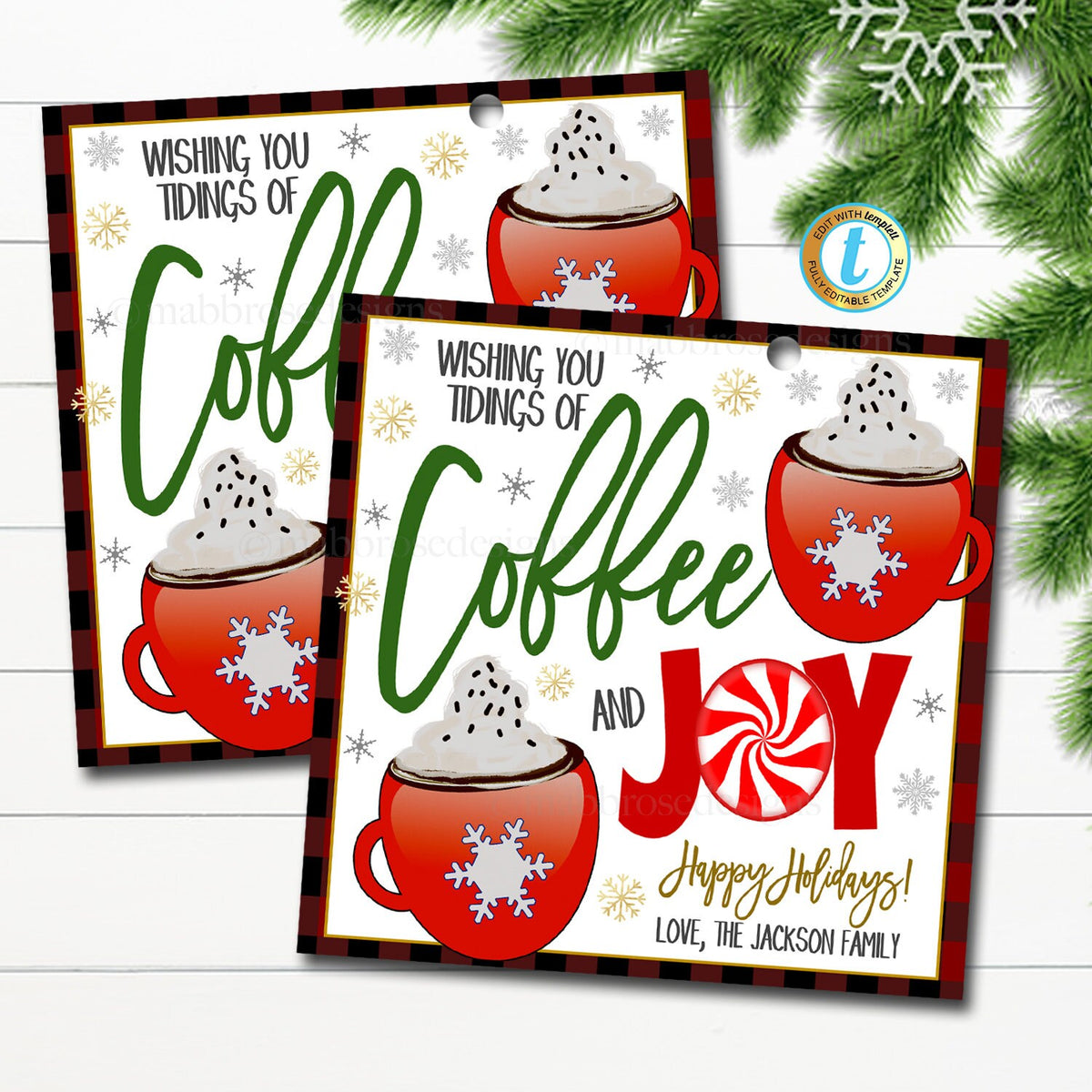 Christmas Coffee Gift Tags | Wishing you Tidings of Coffee and Joy ...