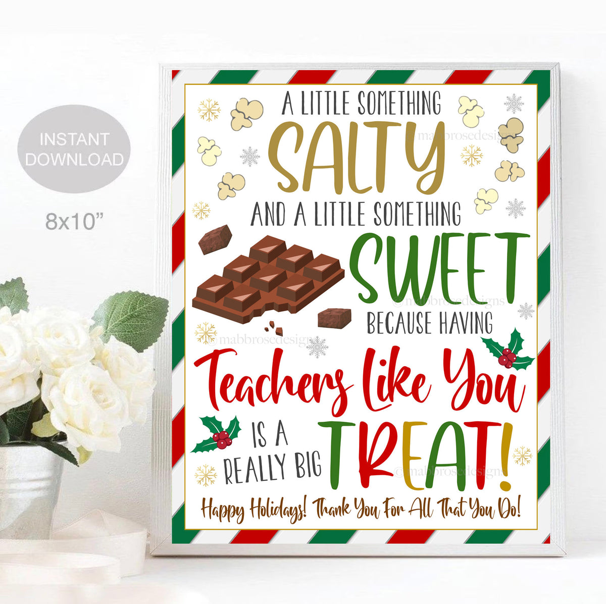 Christmas Teacher Appreciation Sign, Thank You Appreciation — TidyLady ...