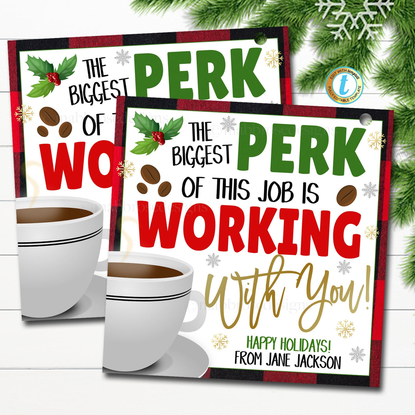 Christmas Coworker Coffee Gift Tag, Appreciation Gift Tag — TidyLady ...