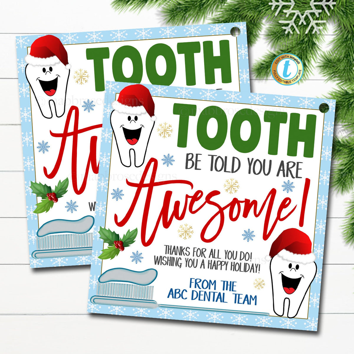 Christmas Dental Gift Tag, Holiday Appreciation Thank You — TidyLady ...