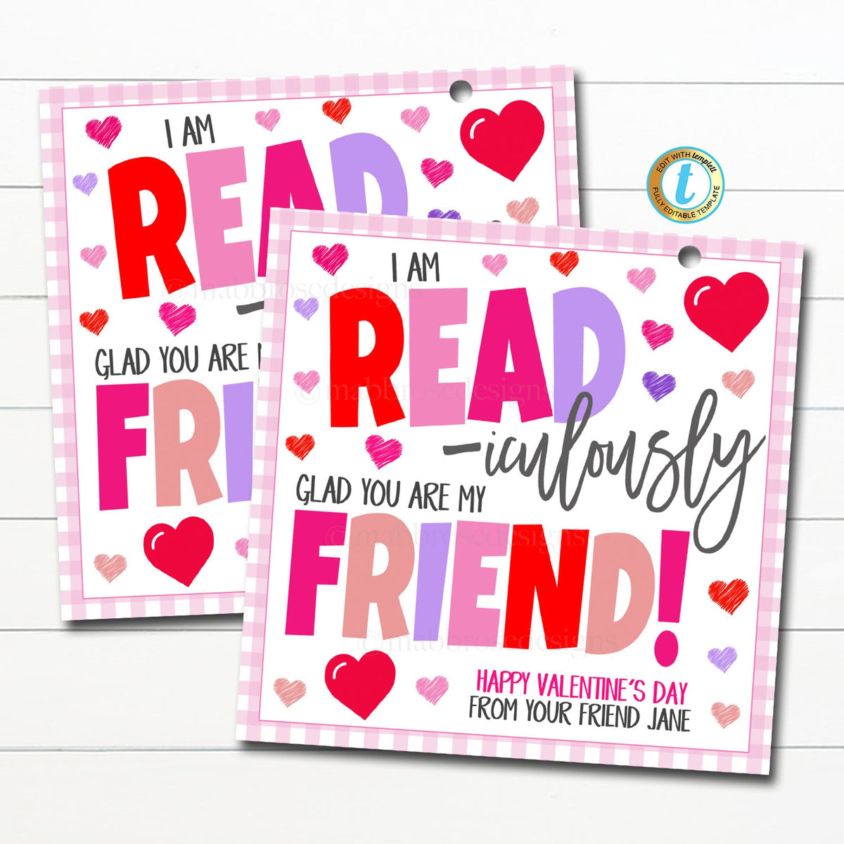 Valentine Gift Tags, Valentine's Day Bookmark Kids School Card ...