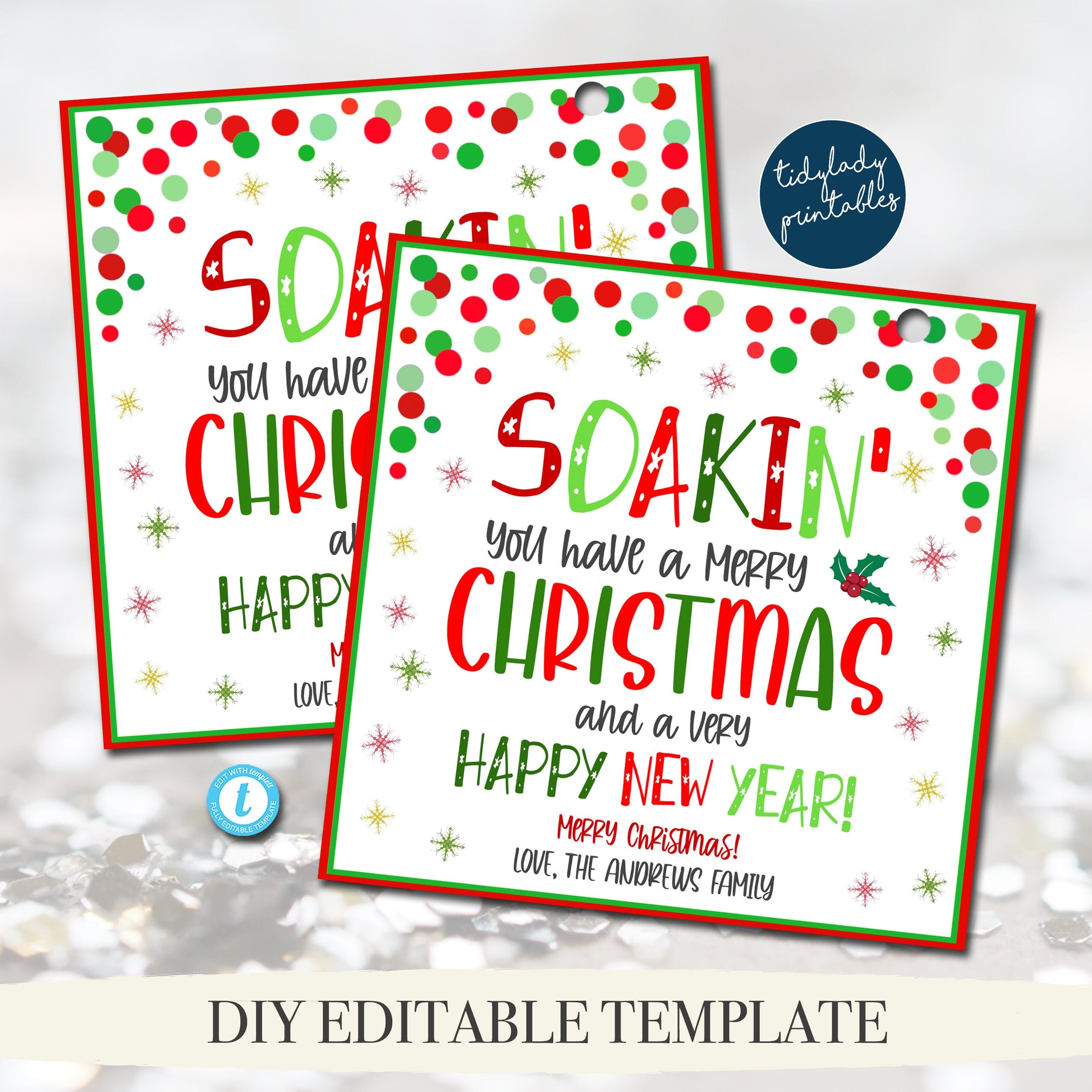 Christmas Soap Gift Tag, Holiday Bath Bomb Salts Label Tag — TidyLady ...