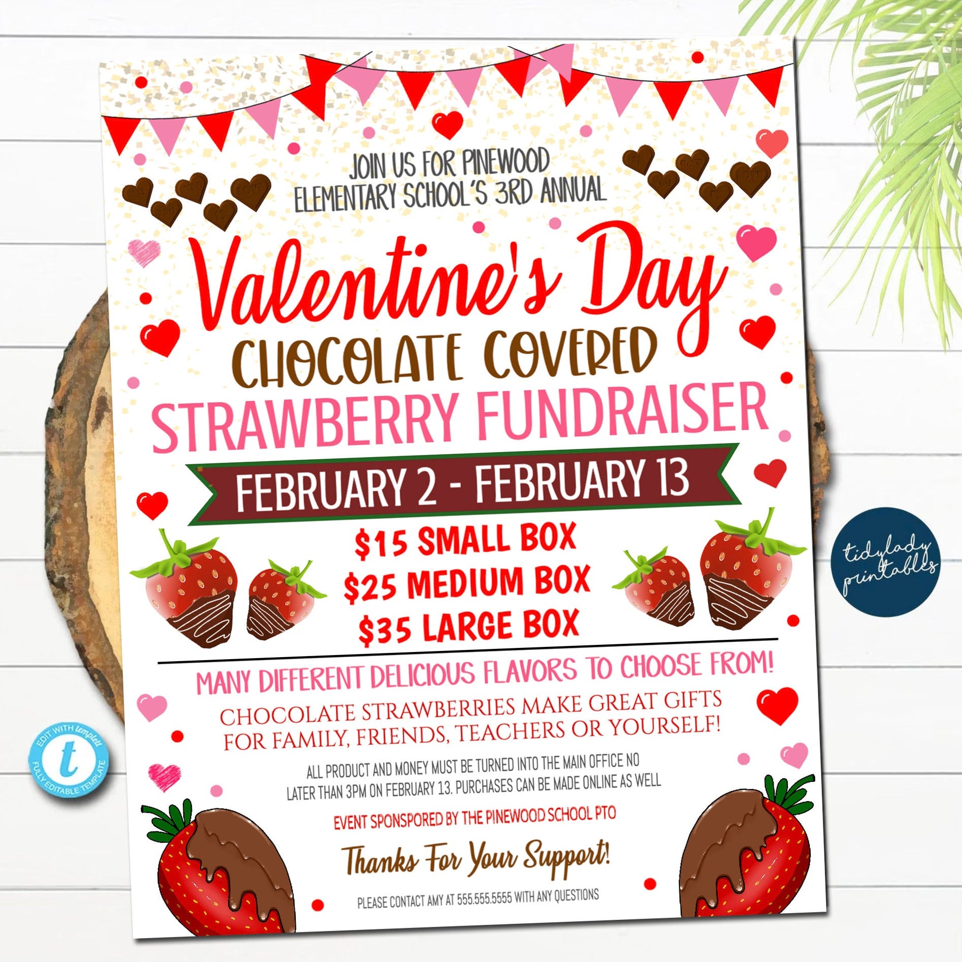 Valentine's Day Chocolate Covered Strawberry Fundraiser Flyer ...