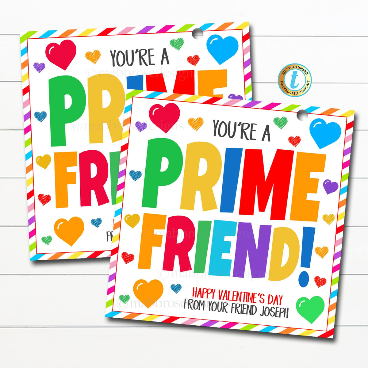 Prime Friend Valentine Gift Tag, Boys Sports Valentine Idea — TidyLady ...