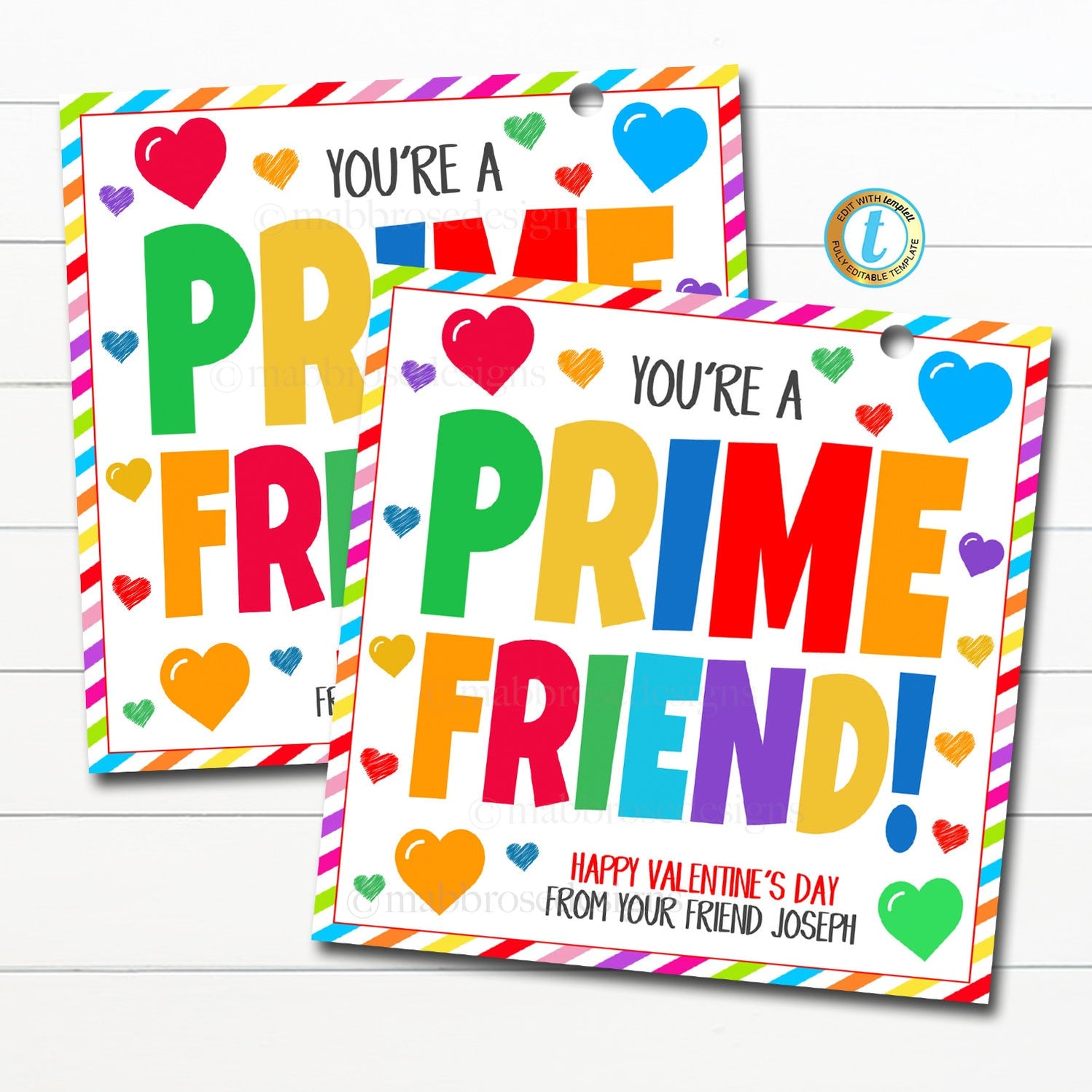 Prime Friend Valentine Gift Tag, Boys Sports Valentine Idea — TidyLady ...