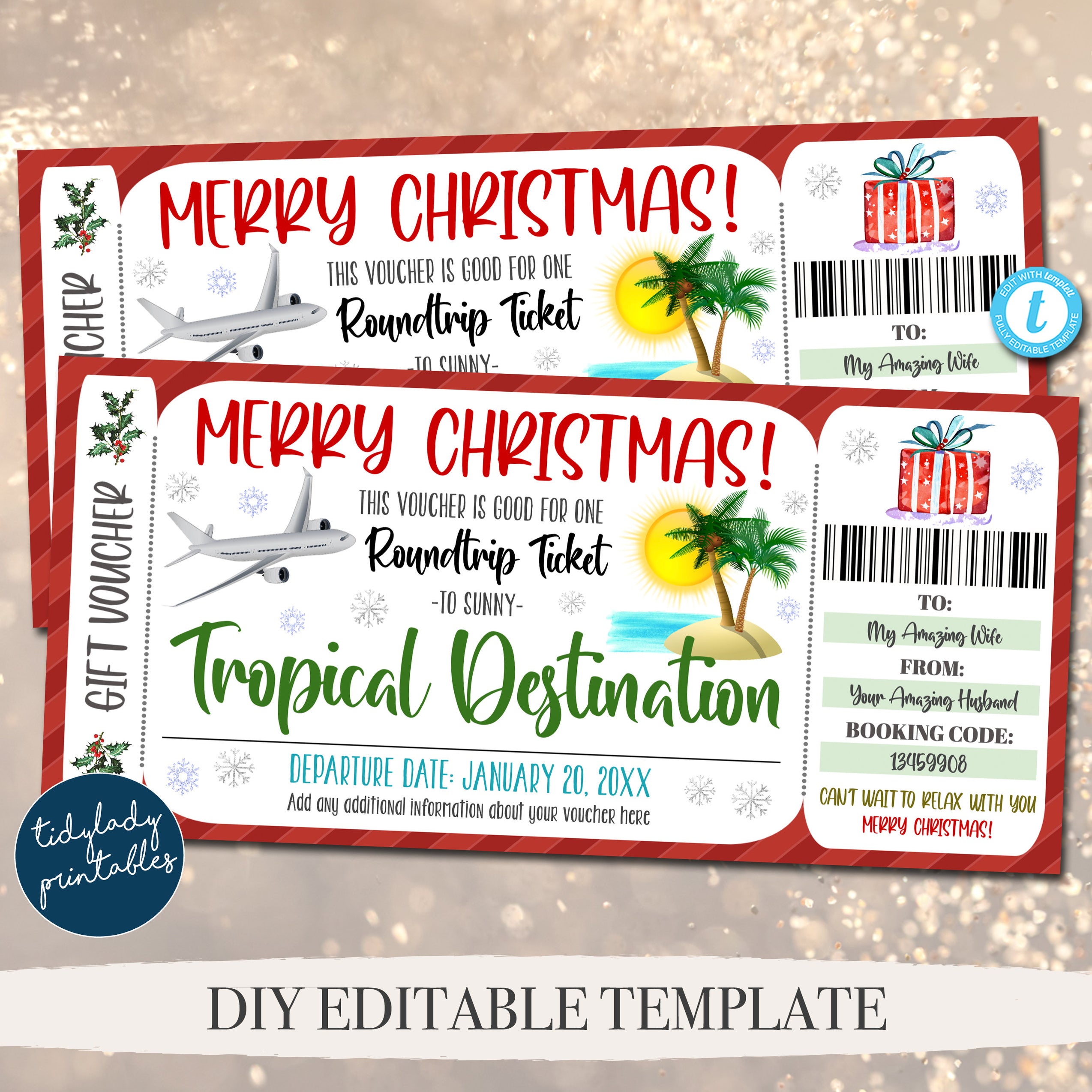 Christmas Ticket To Tropical Getaway Voucher, Holiday Beach — TidyLady ...