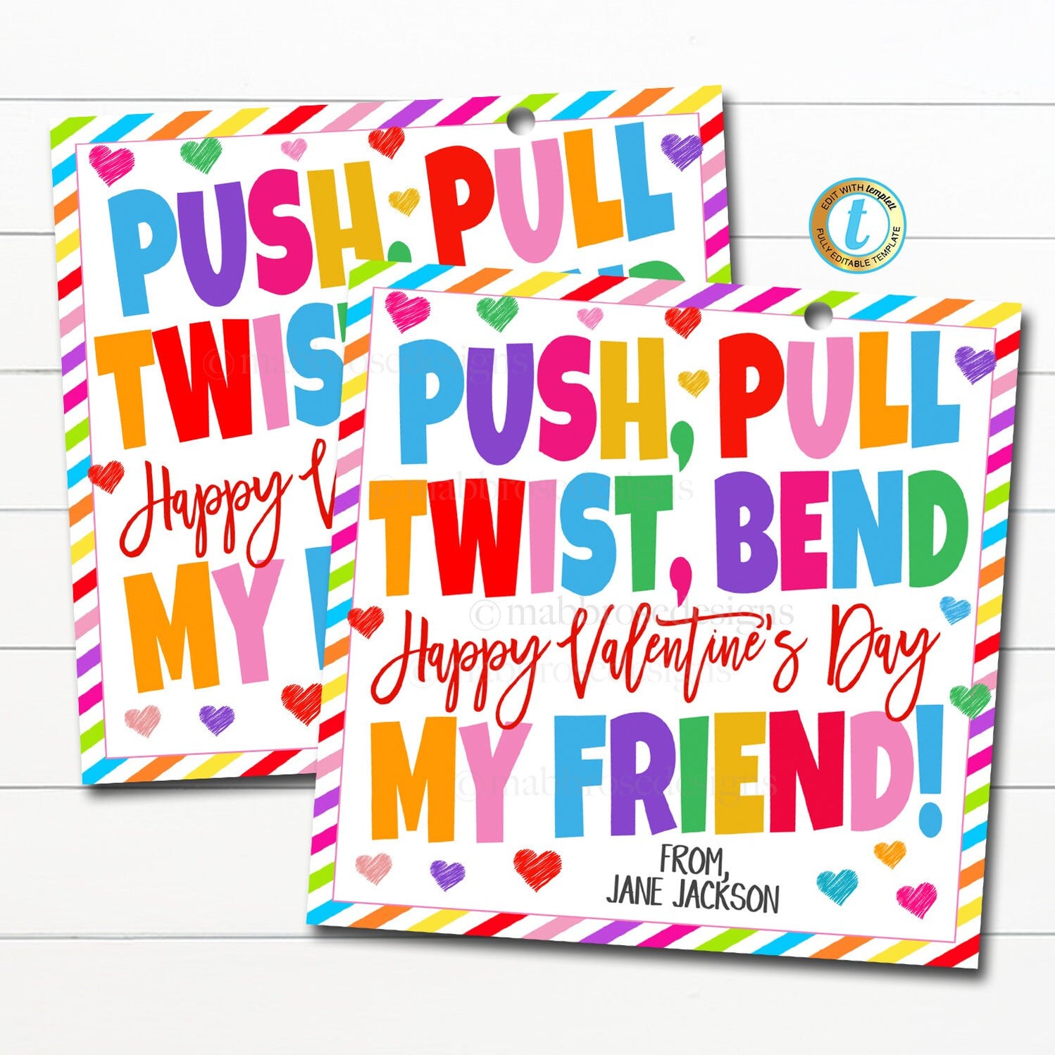 Valentine Pop Tube Gift Tags, Valentine's Day Friend Gift Tag ...