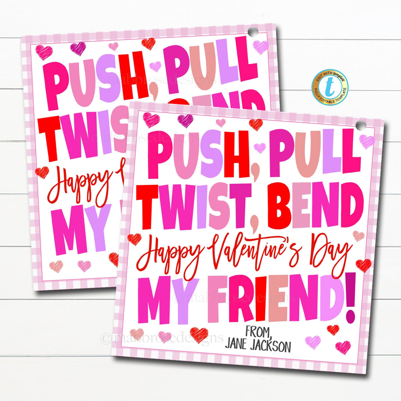 Valentine Pop Tube Gift Tags, Valentine's Day Friend Gift Tag ...