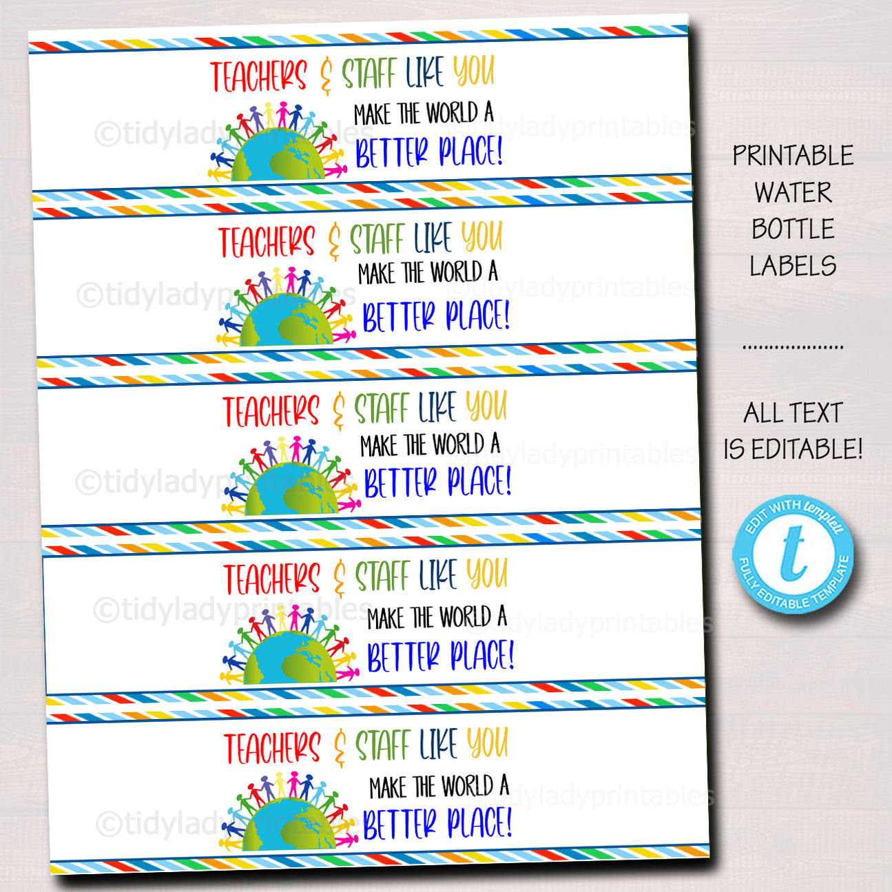 Around the World Theme Appreciation Water Bottle Labels — TidyLady ...