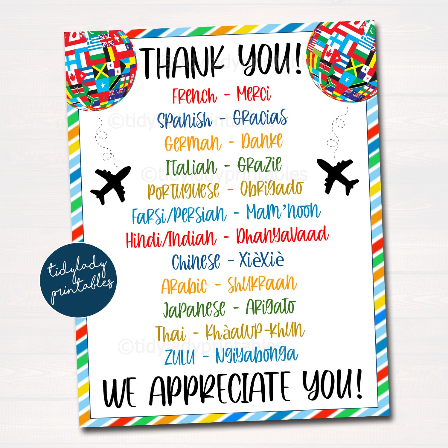 Around the World Theme Teacher Appreciation Week Party Signs — TidyLady ...