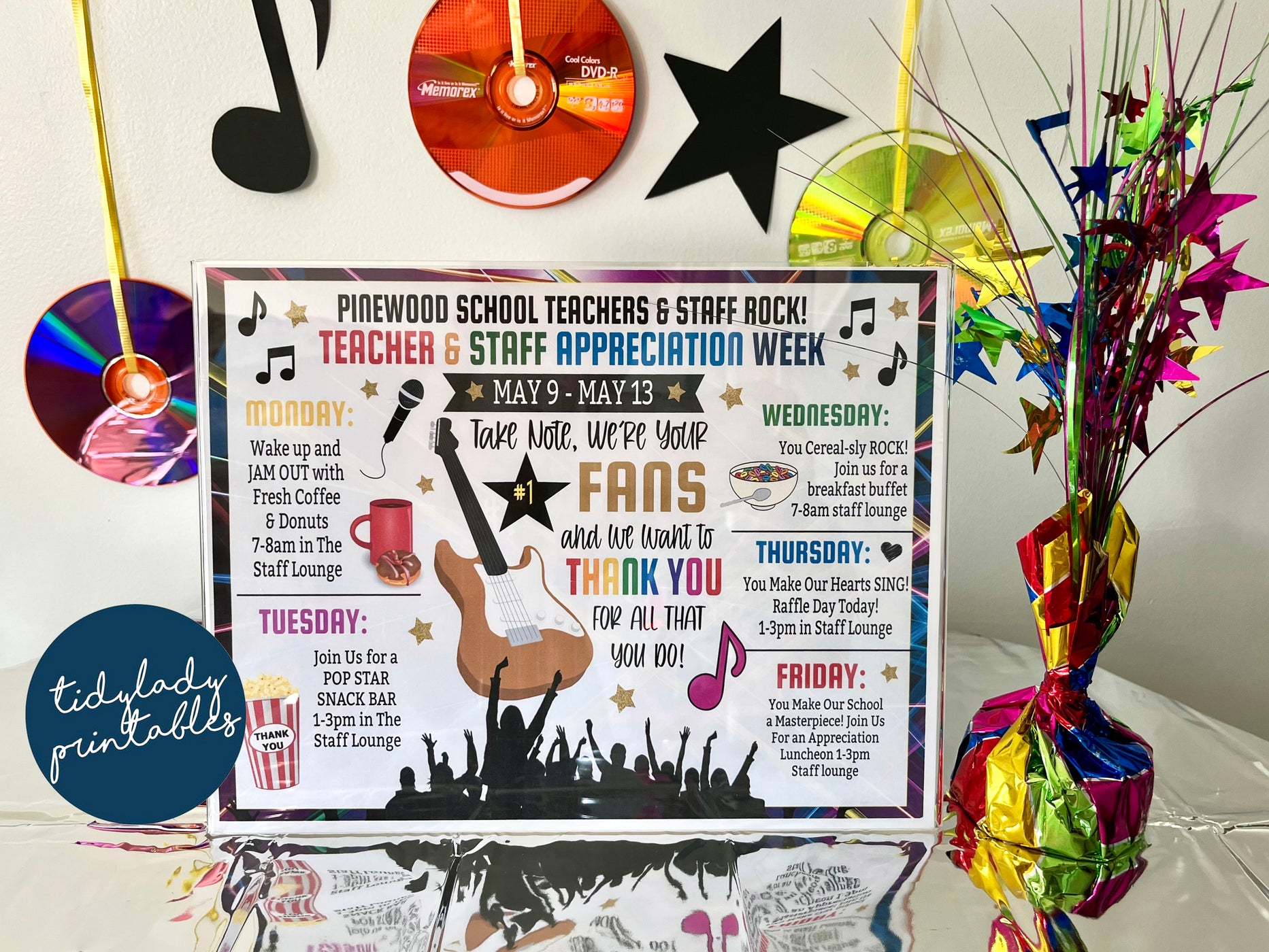 Rockstar Theme Teacher Appreciation Week Printable Party Set — TidyLady ...