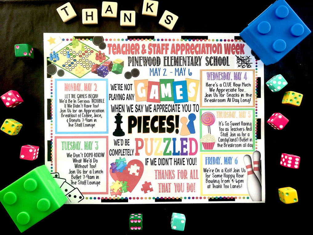 Board Games Theme Teacher Appreciation Week Printable Set — TidyLady ...