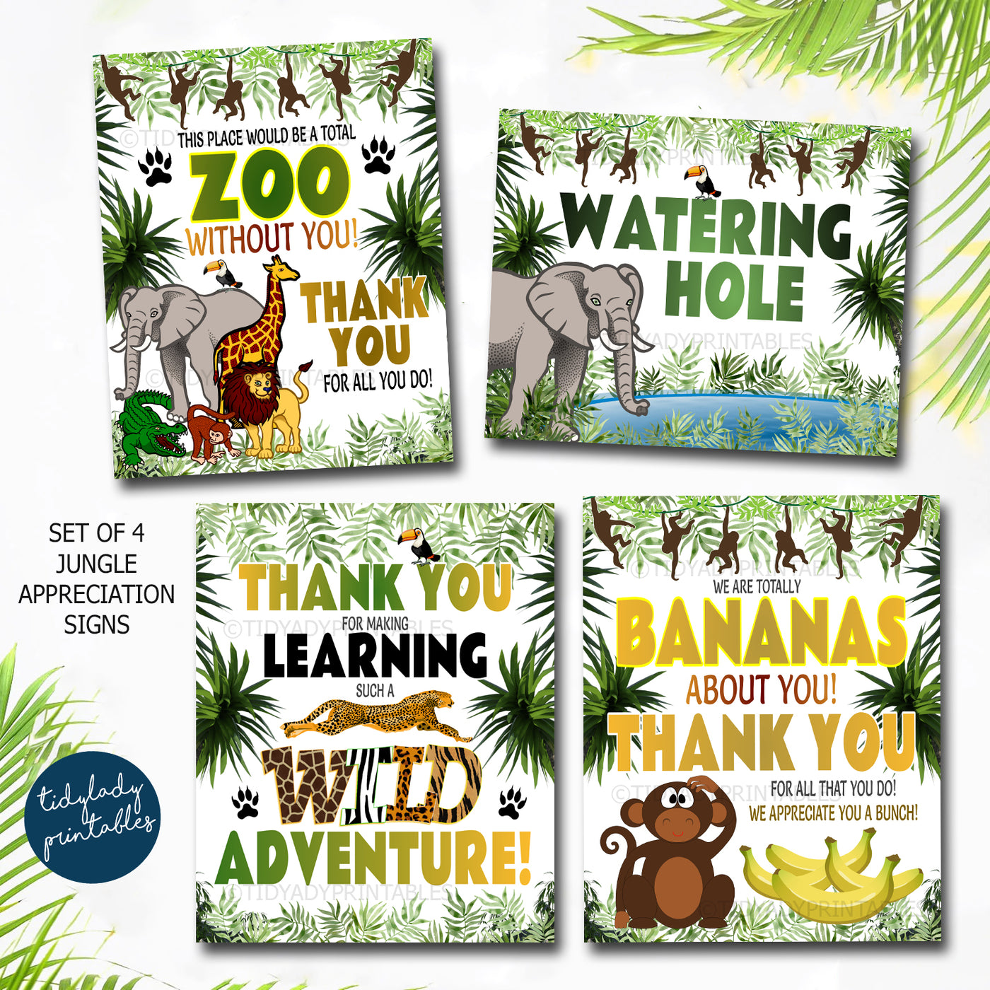 Jungle Theme Teacher Staff Appreciation Printable Decor Signs ...