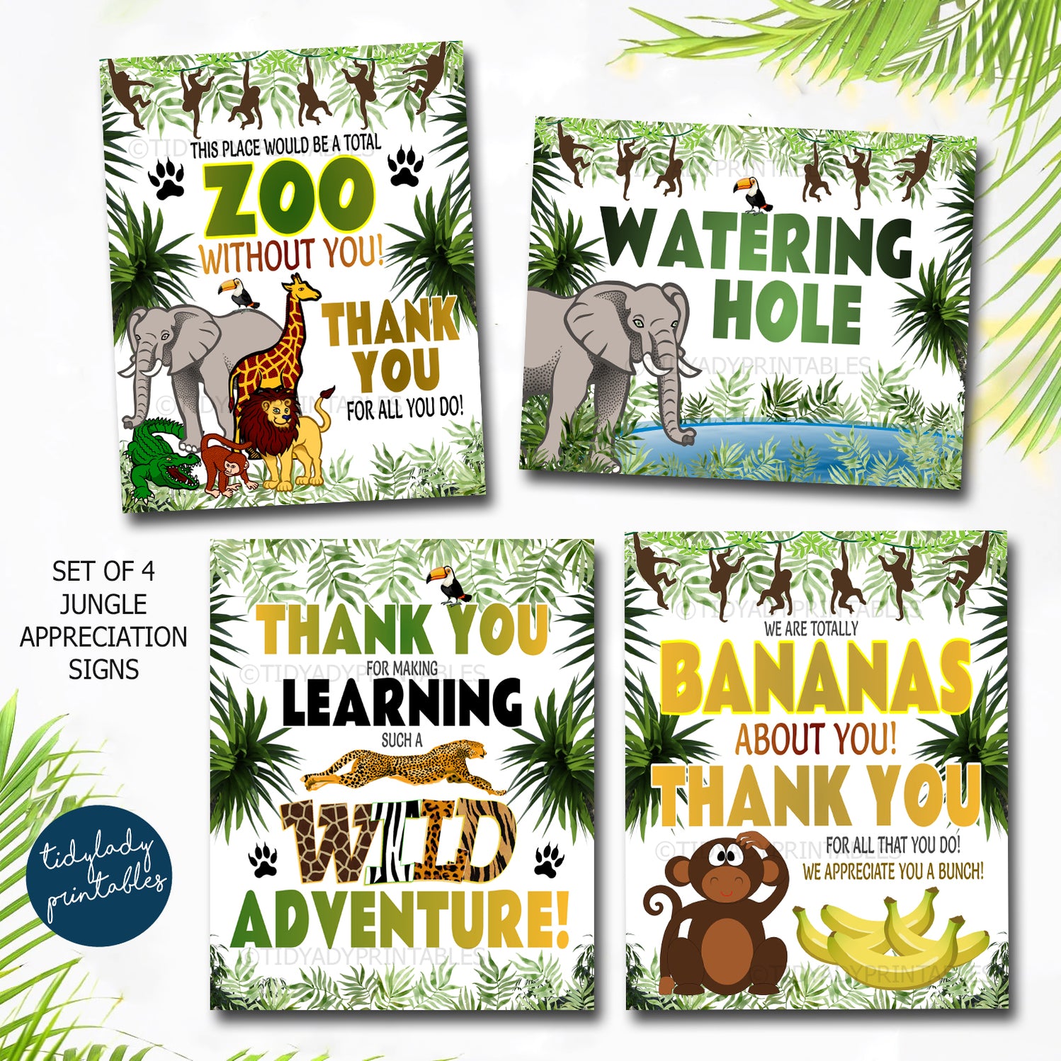 Jungle Theme Teacher Staff Appreciation Printable Decor Signs ...