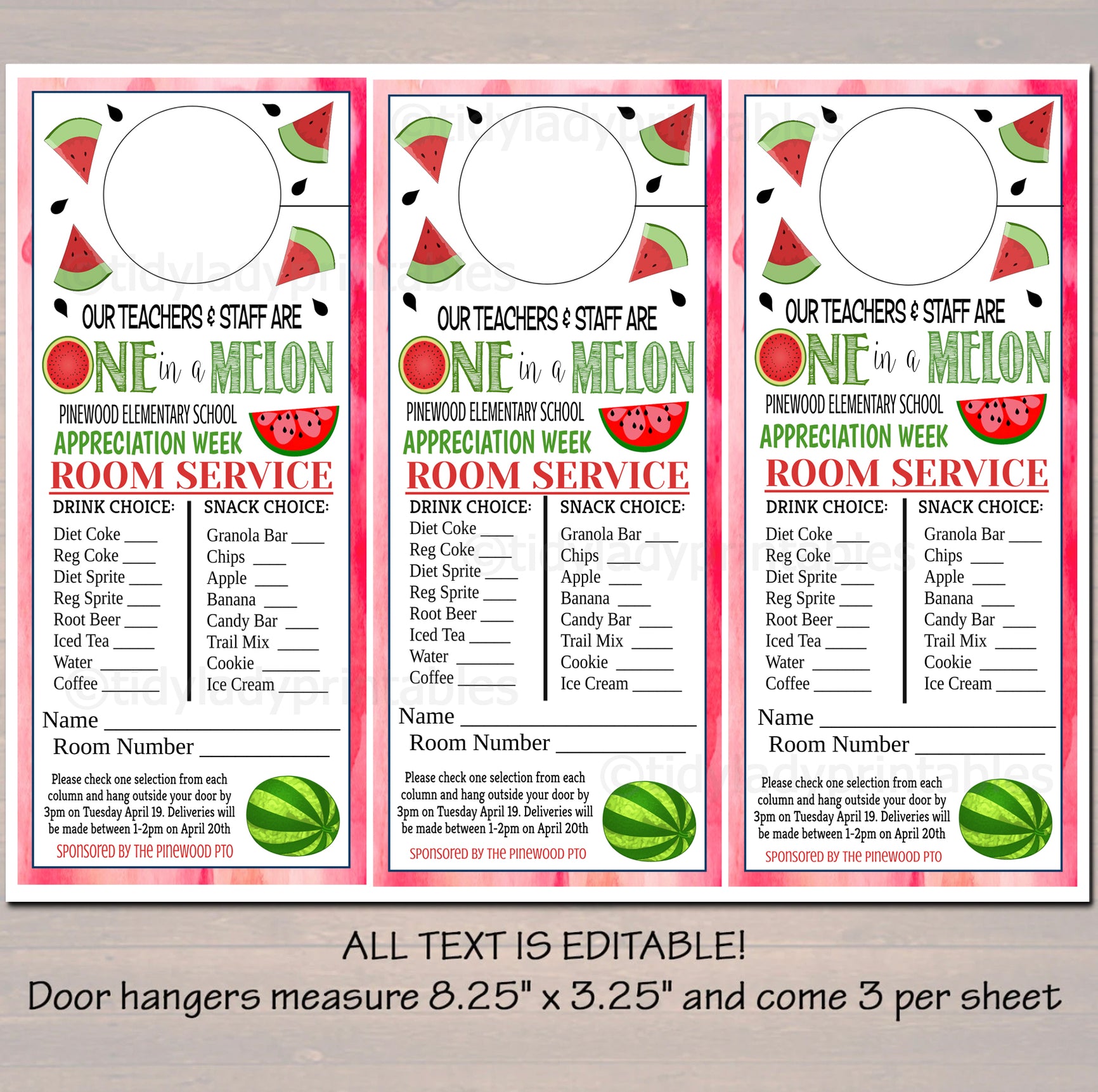Teacher Appreciation Week Door Hanger | One in a Melon Theme — TidyLady ...
