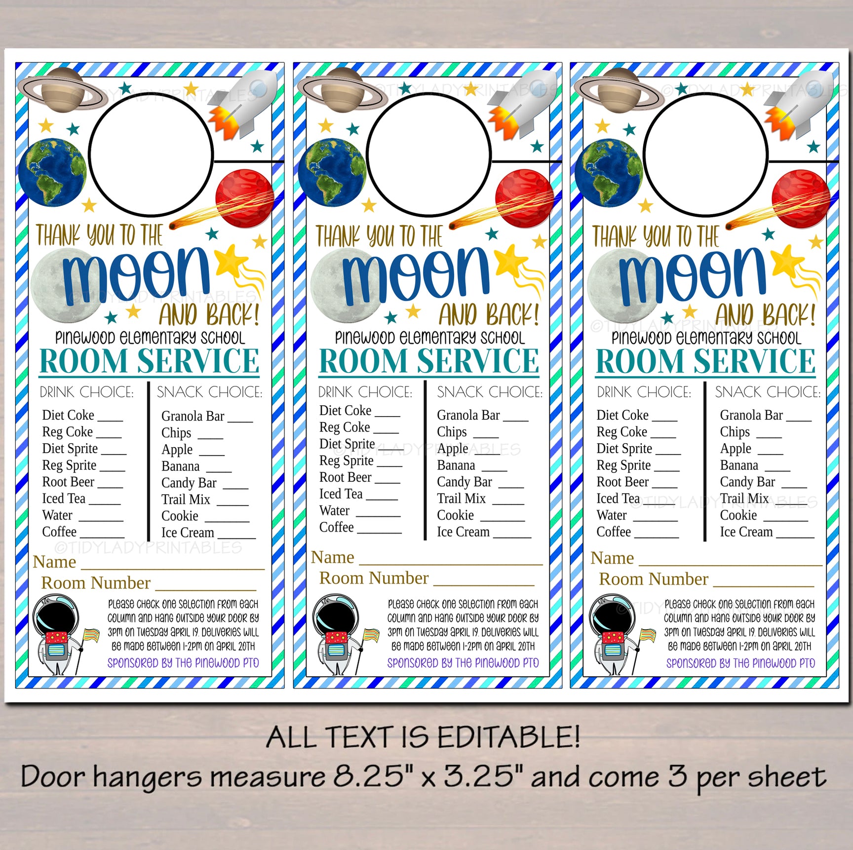 Outer Space Theme Room Service Appreciation Week Door Hanger — TidyLady ...