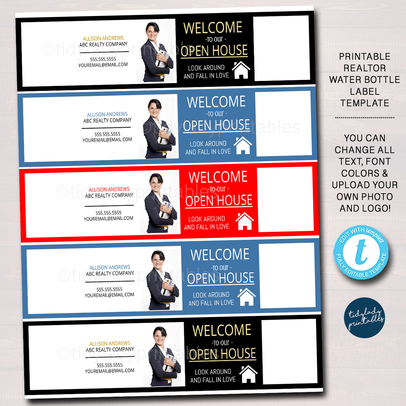 Realtor Open House Water Bottle Labels | TidyLady Printables
