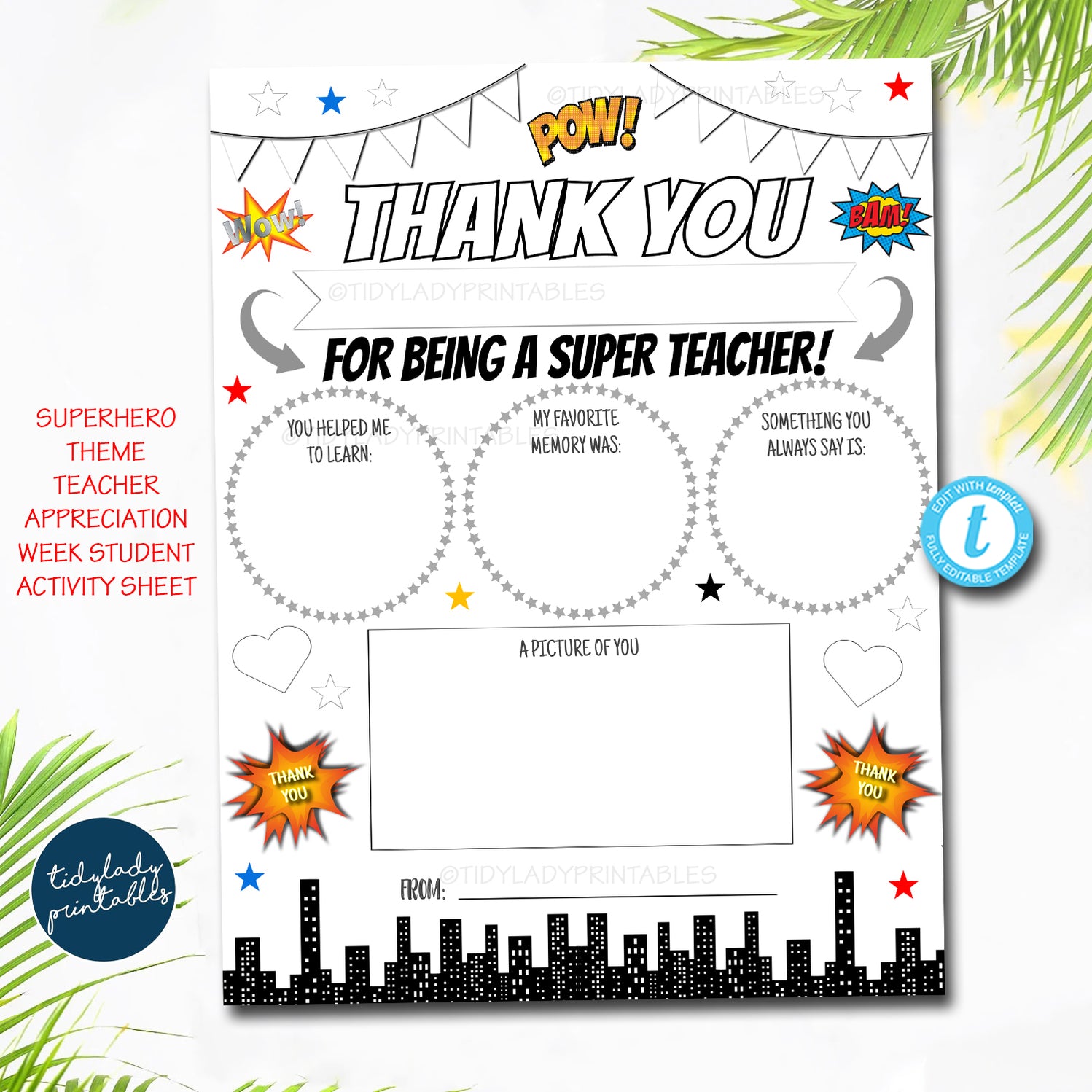 Superhero Theme Teacher Appreciation Week Printable Party Set ...