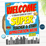 Superhero Theme Teacher Appreciation Week Printable Party Set ...