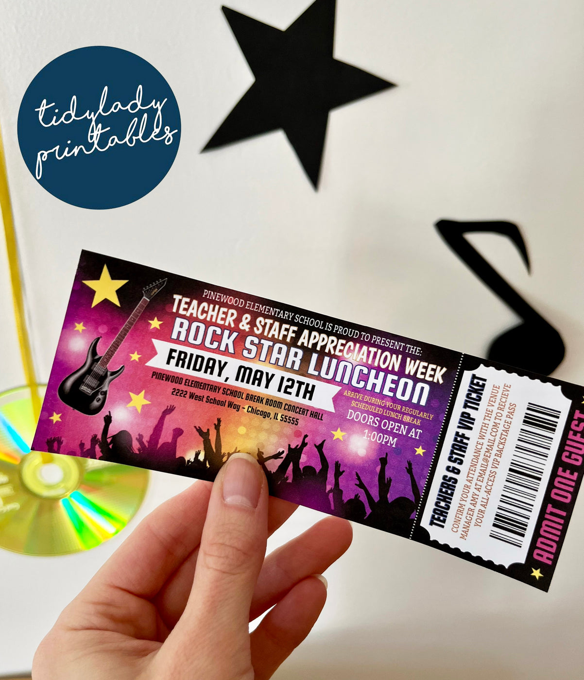 Rockstar Theme Teacher Appreciation Week Printable Party Set — TidyLady ...