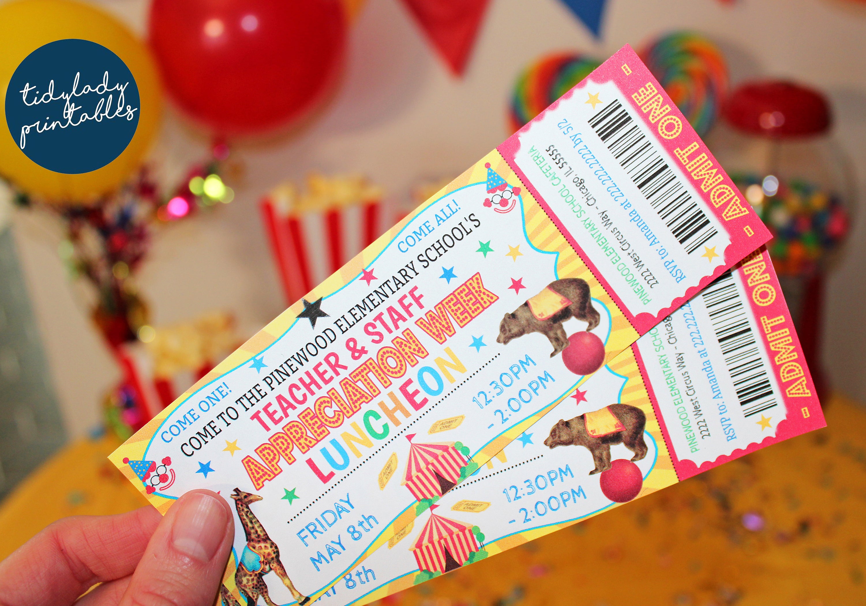 Circus Theme Teacher Appreciation Week Printable Party Set — TidyLady ...