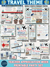 World Travel Map Theme Teacher Appreciation Week Party Set — TidyLady ...