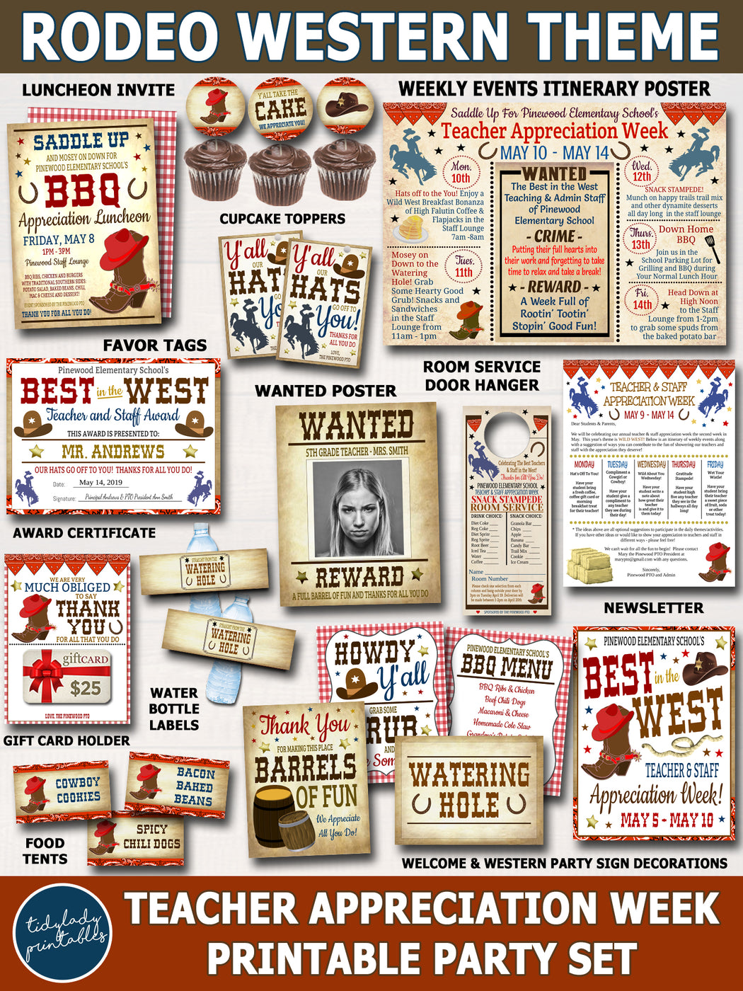 Western Theme Teacher Appreciation Week Printable Party Set — TidyLady ...