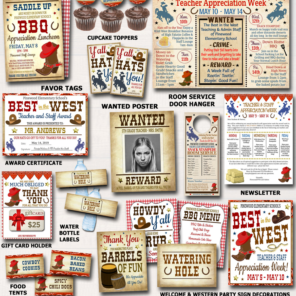 Western Theme Teacher Appreciation Week Printable Party Set — TidyLady ...