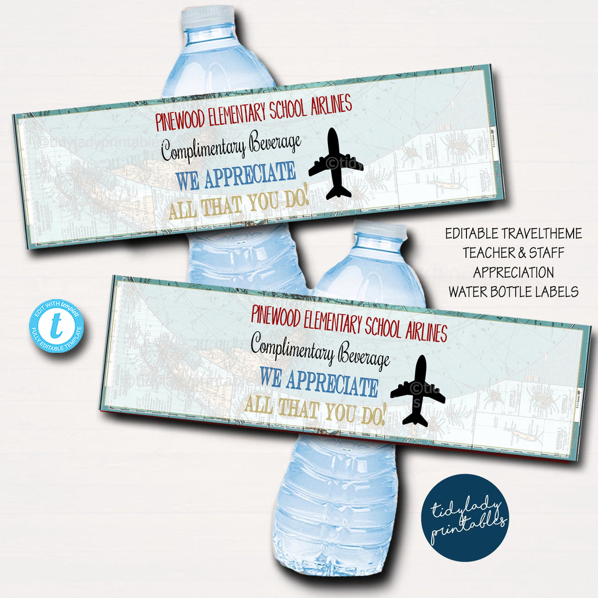World Travel Theme Party Printable Water Bottle Labels — TidyLady ...