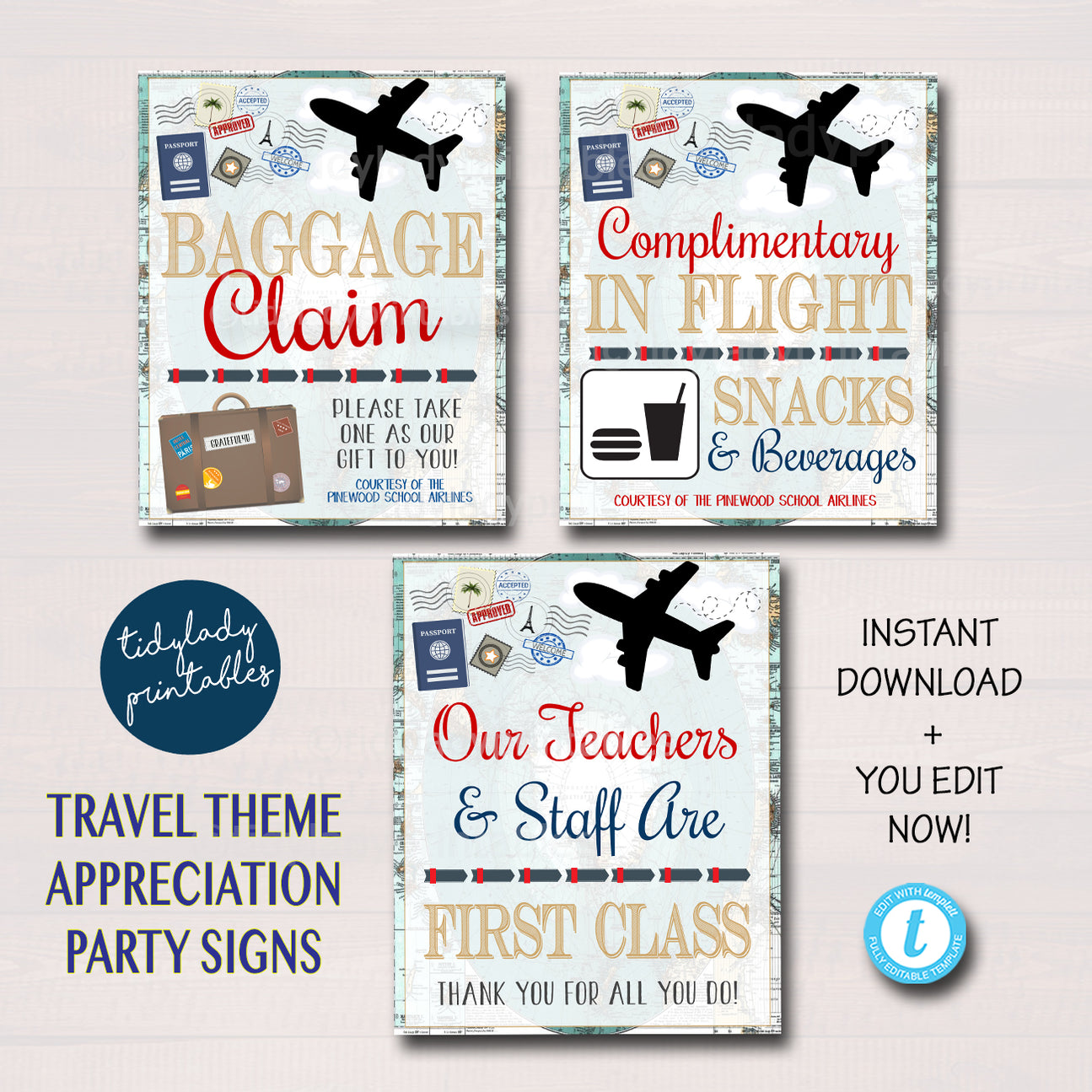 World Travel Theme Teacher Appreciation Week Party Signs — TidyLady ...