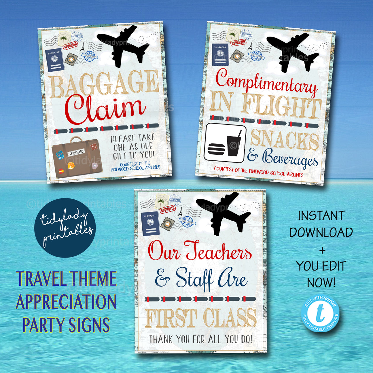 World Travel Map Theme Teacher Appreciation Week Party Set — TidyLady ...