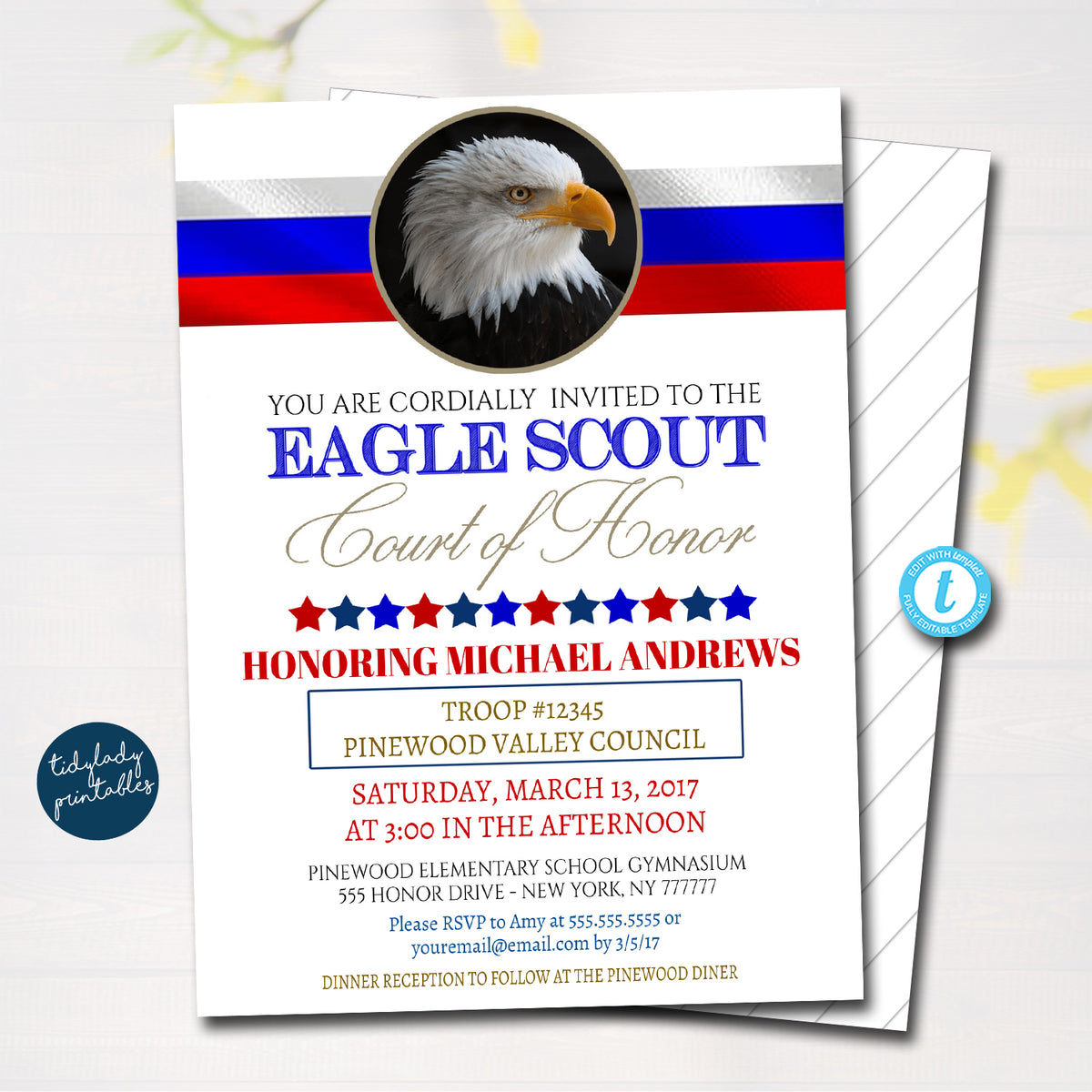 Eagle Scout Court of Honor Invitation Boy Scout Template — TidyLady ...